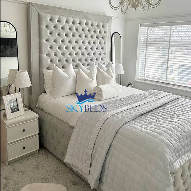 Elizabeth Ceiling Headboard Chesterfield Bed With 14" High Side Rails ...